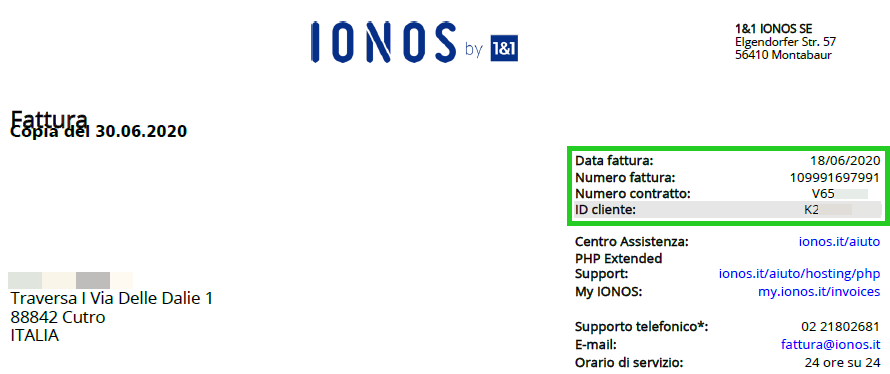 Com'è fatta una fattura di IONOS? - IONOS Aiuto
