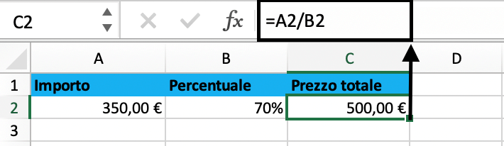 Calcolare le percentuali in Excel mediante formule - IONOS